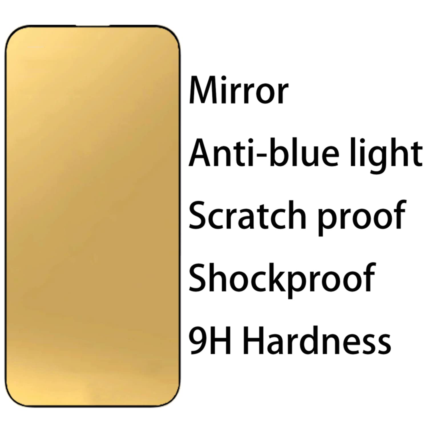 BWEDXEZ 2 PCS Anti-Blue Tempered Glass Mirror Screen Protector Film Suit for iPhone 14 Pro Max, 6.7 inch 9H Hardness Anti-scratch Full Covered (Gold)