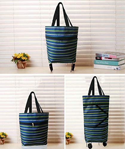 Collapsible Trolley Bags Folding Shopping Cart with Wheels - Reusable Grocery Bags (B09Y2SZ138)