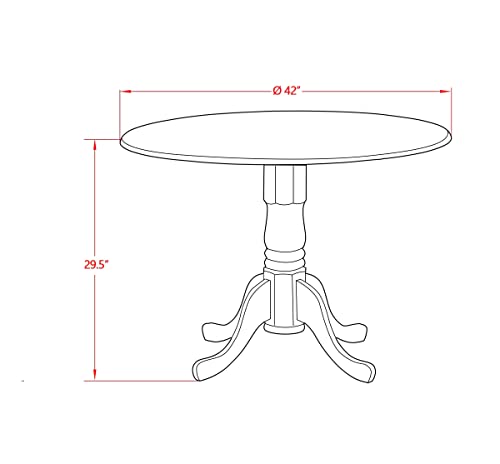 East West Furniture DMVA5-OAK-C 5 Piece Kitchen Table Set for 4 Includes a Round Dining Room Table with Dropleaf and 4 Linen Fabric Upholstered Dining Chairs, 42x42 Inch, Oak