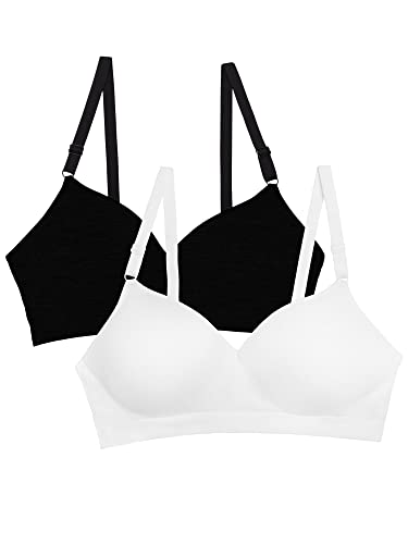 Fruit of the Loom Women's Seamless Wire Free Push-Up Bra, Black Hue/White 2-Pack, 40C