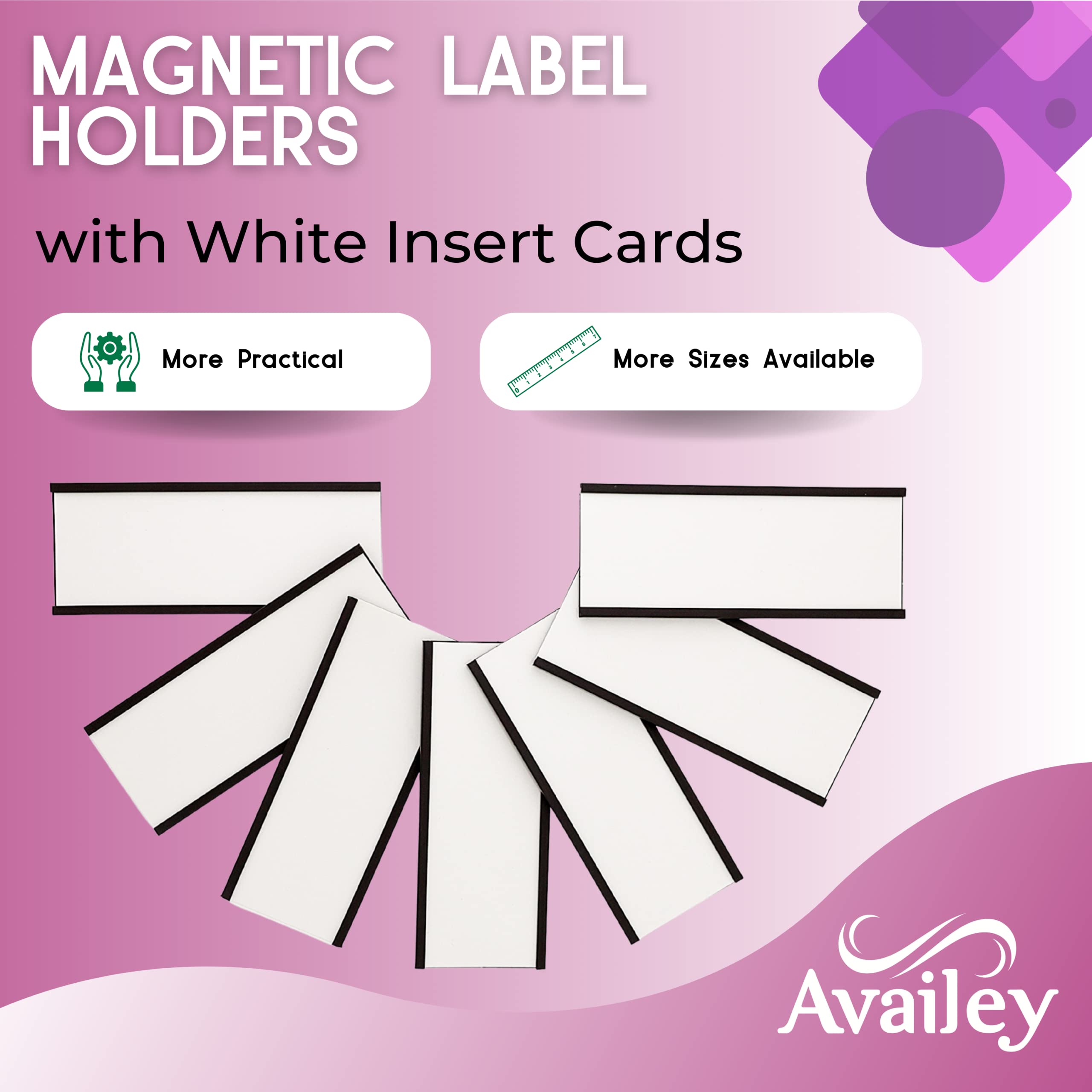Availey 40 Pack Magnetic 'C' Channel Label Holders for Metal Racks and Shelves with Protective Films and Replacement Strips 4" x 1.6"