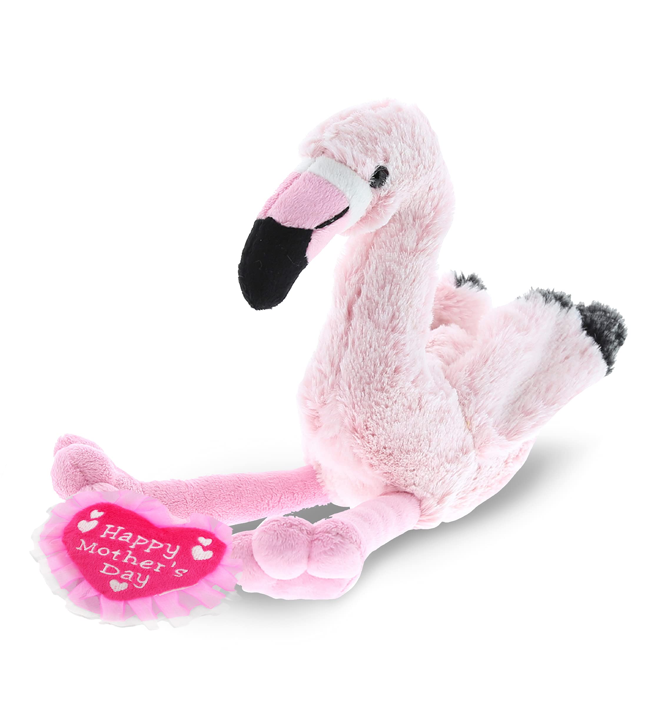DolliBu Happy Mother's Day Super Soft Plush Pink Flamingo Doll Figure - Cute Stuffed Animal with Pink Heart Message for Best Mommy, Grandma, Wife, Daughter - 8" Inches