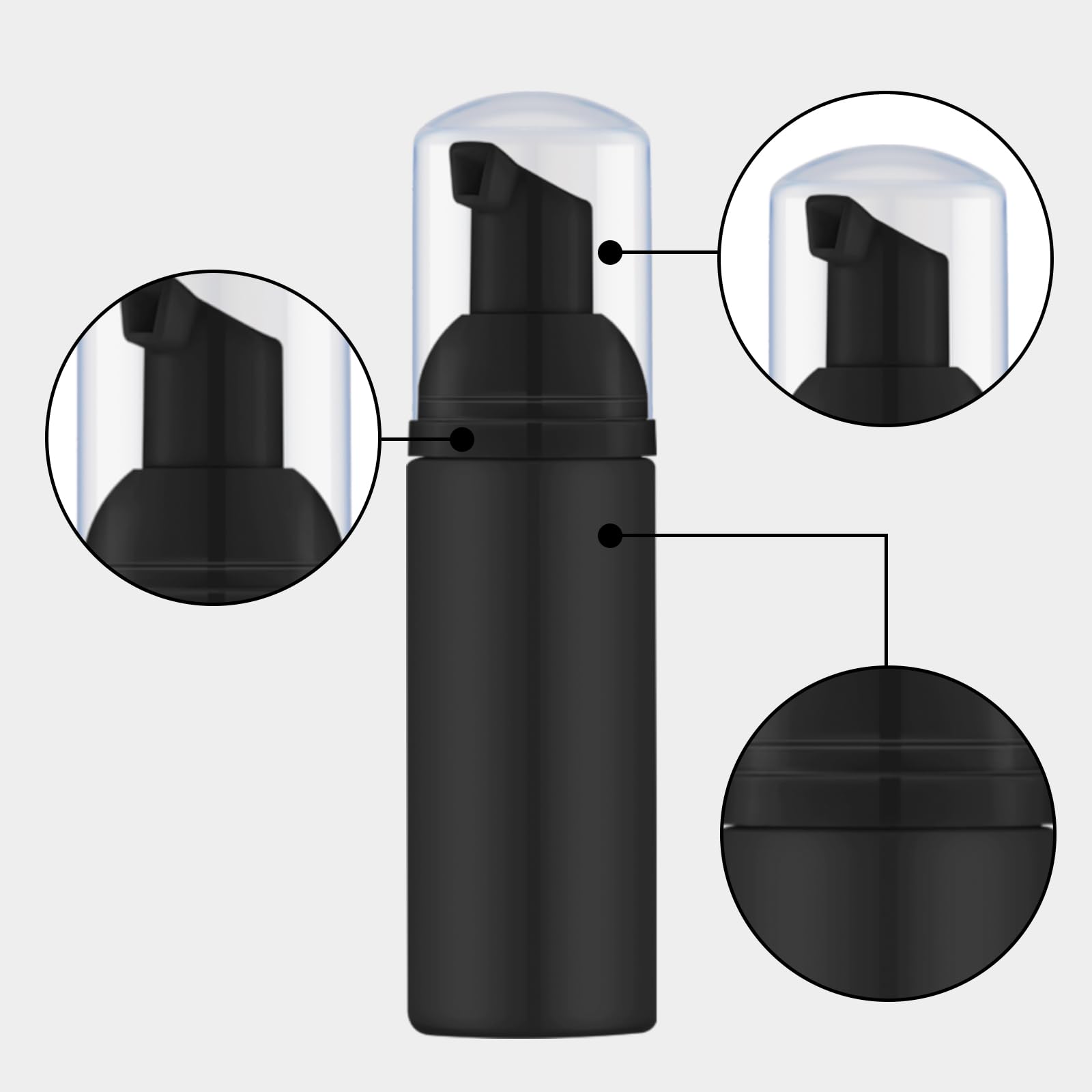 EGALLOP 2 Oz Empty Black Foam Pump Bottle, Foamer Soap Dispenser for Lash Shampoo, Hand Soap, Foaming Cleaner(Black Pump, 12 PCS)
