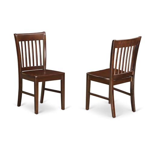 East West Furniture DLNO5-MAH-W 5 Piece Dining Room Table Set Includes a Round Dining Table with Dropleaf and 4 Wood Seat Chairs, 42x42 Inch, Mahogany