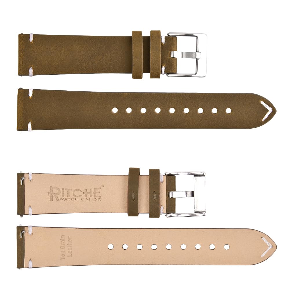 18mm Classic Genuine Leather Watch Bands Quick Release Vintage Leather Watch Straps Compatible with Seiko Watch for Men, White Elephant Gifts, Stocking Stuffers for Men