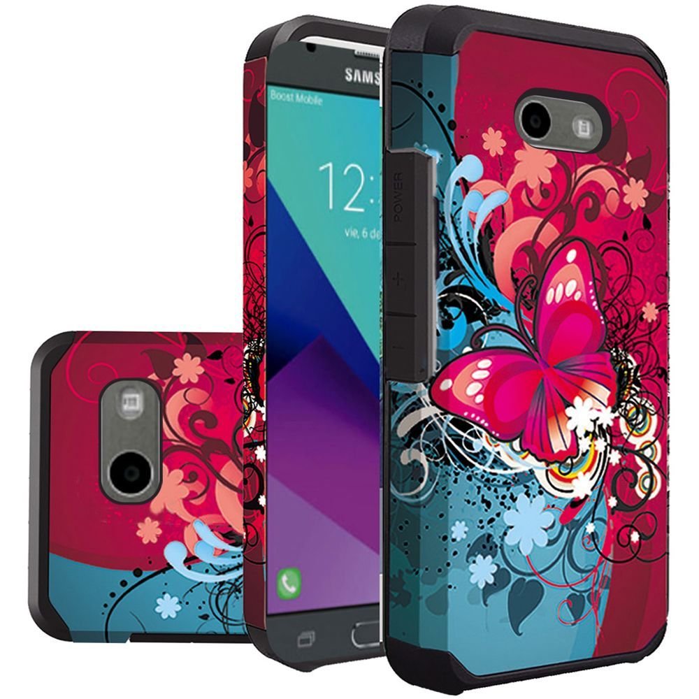 [Storm Buy] Butterfly Series Sturdy Durable Phone Case for Samsung Galaxy J3 (Red, Butterfly Pattern, Matte Finish)