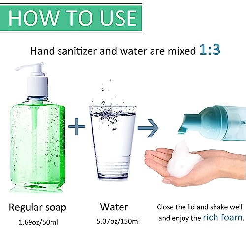 LXIANGN 4Pcs Foaming Dispenser Bottle Travel Refillable Lash Shampoo Bottles Empty Spray Containers Cosmetics Cleaning Foam Pump Bottle, 60 ml/2 oz(Green)