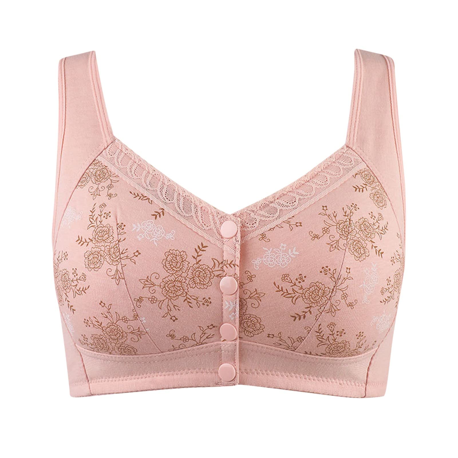 Womens Wireless Bra Women's Daily Bra, Push Up Bras No Underwire High Support Front Closure Front Snaps Full Coverage Easy Close Sports Bras Pink