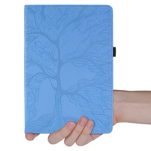 Schaflie Compatible with iPad 10th Generation Case 2022 iPad 10.9 Case 360 Rotating Cover PU Leather Stand Function with Tree Embossed with Pen Holder Cover for iPad 10th Generation Blue
