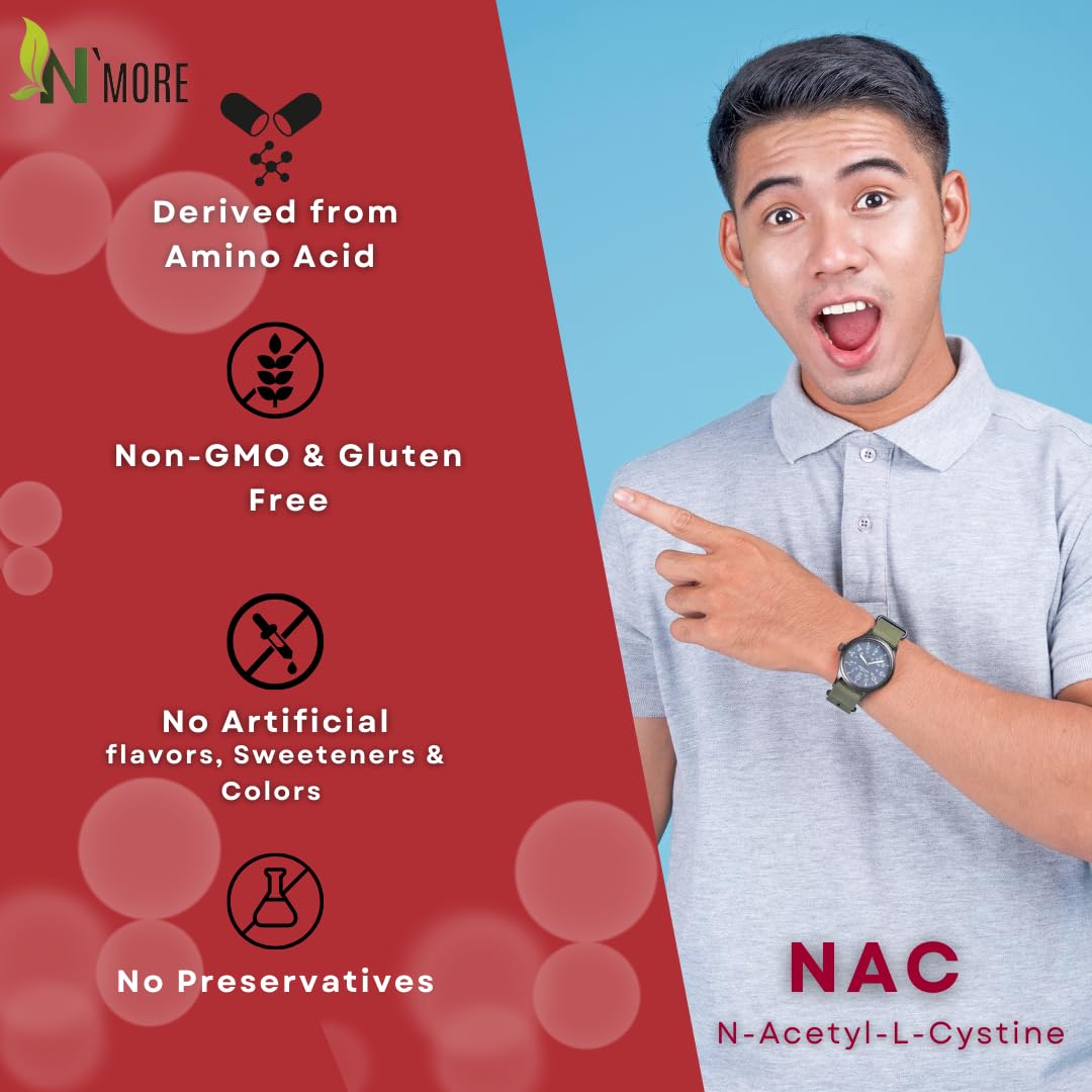 N'More N-Acetyl-Cysteine (NAC) 600 Mg 60 Veggie Capsules Non-GMO, Gluten Free