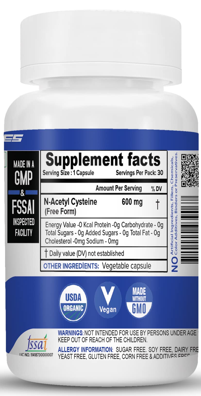NutriJa NAC (N-Acetyl L-Cysteine) 600mg - 30 Capsules