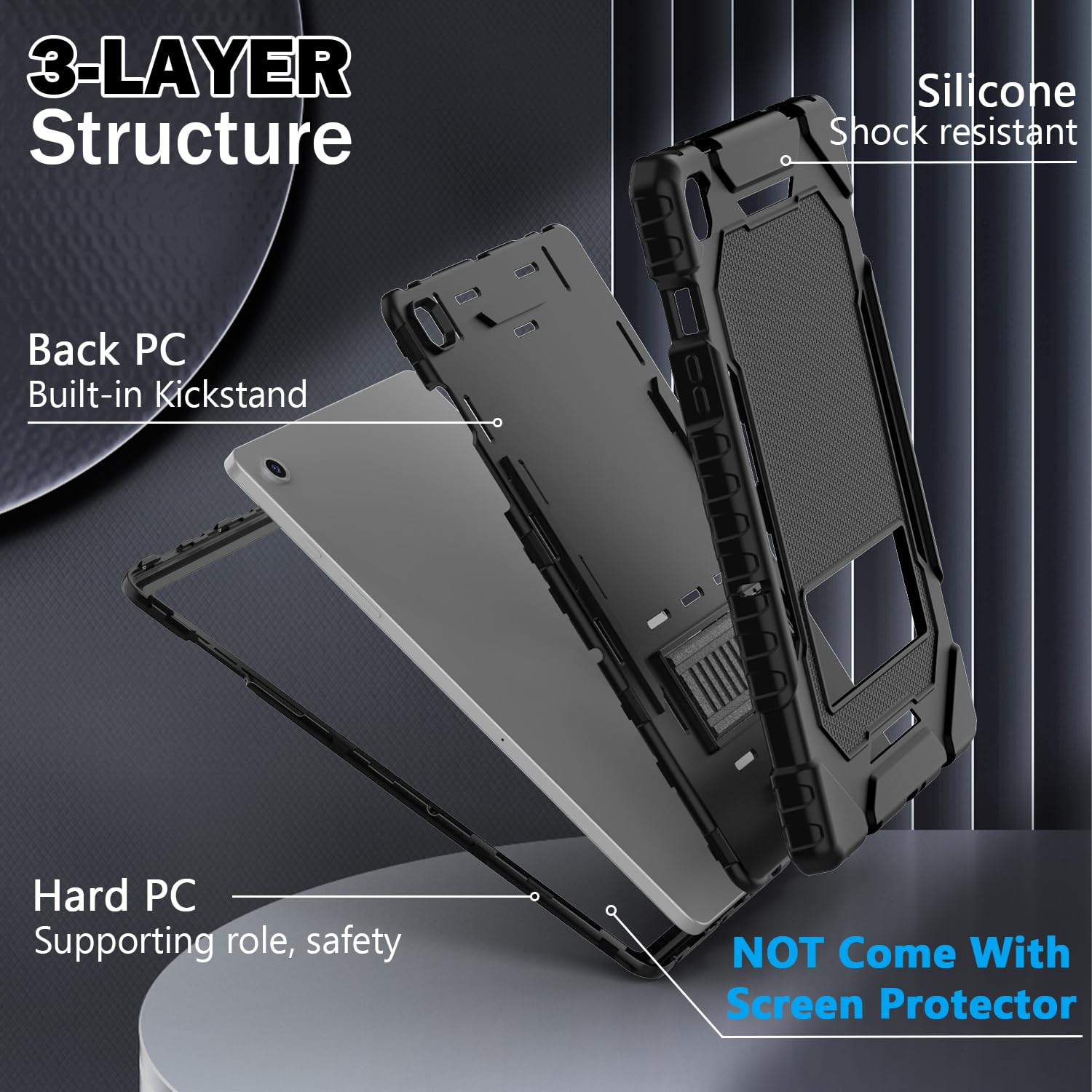 Grifobes for Samsung Galaxy Tab A9 Plus 11 Inch 2023 Cases, Heavy Duty Shockproof Rugged Cover for New Samsung Tablet A9+ 11" Case (SM-X210/X216/X218) with Kickstand for Kids Men, Black
