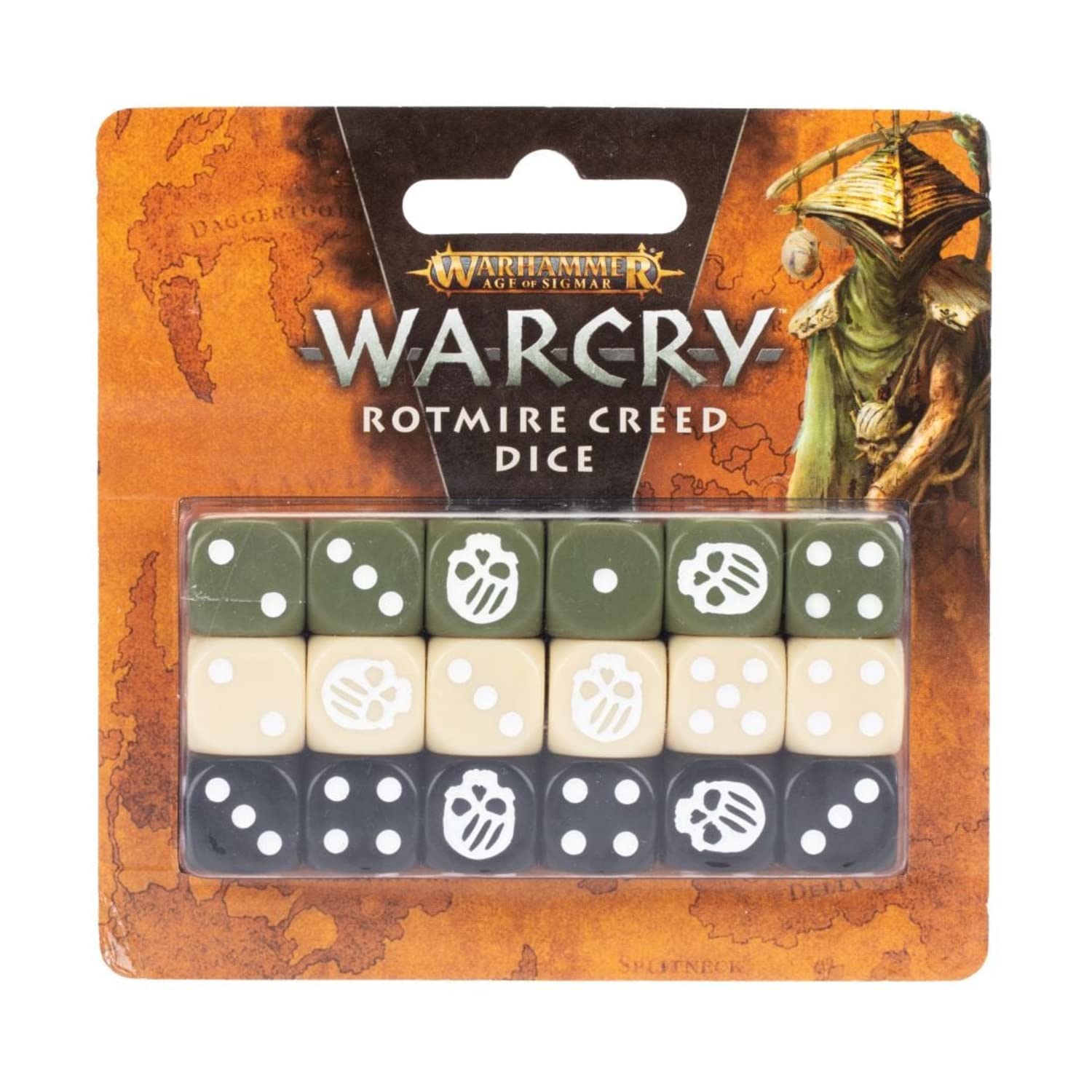 Games Workshop Warcry: Rotmire Creed Dice (18)