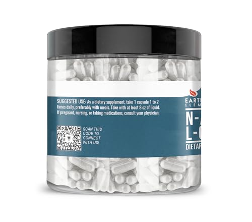 Earthborn Elements NAC N-Acetyl L-Cysteine 200 Capsules, Pure & Undiluted, No Additives