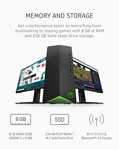 HP Pavilion Gaming PC, AMD Ryzen 3 5300G Processor, 8 GB RAM, 256 GB SSD, Windows 10 Home(TG01-2010, 2021) (Renewed)