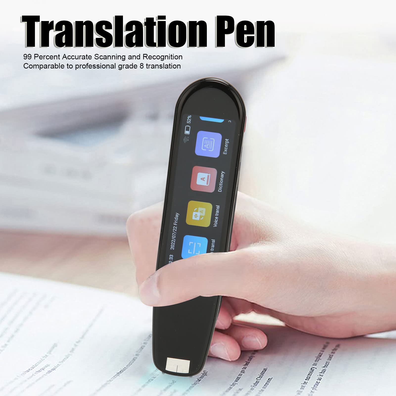 2.99-inch Translator Pen with Offline Voice Database, 111 Languages 30W Pixels, IPS Touchscreen C Scanner, Audio/Video Recording Support, Dual Microphones, HD Noise Reduction for Picture Texts