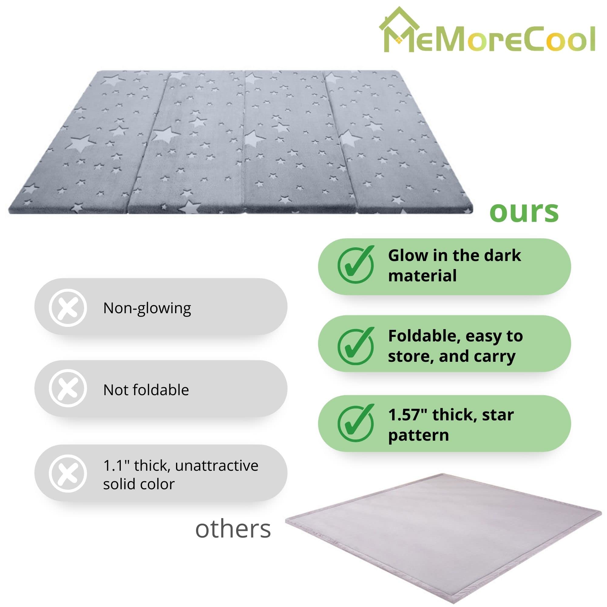 MeMoreCool Kids Floor Futon Mattress Large 6x4 FT, Thicken Foam Tatami Sleeping Pad for Playroom, Foldable Crawling Mat for Children’s Play Area