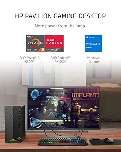 HP Pavilion Gaming PC, AMD Ryzen 3 5300G Processor, 8 GB RAM, 256 GB SSD, Windows 10 Home(TG01-2010, 2021) (Renewed)