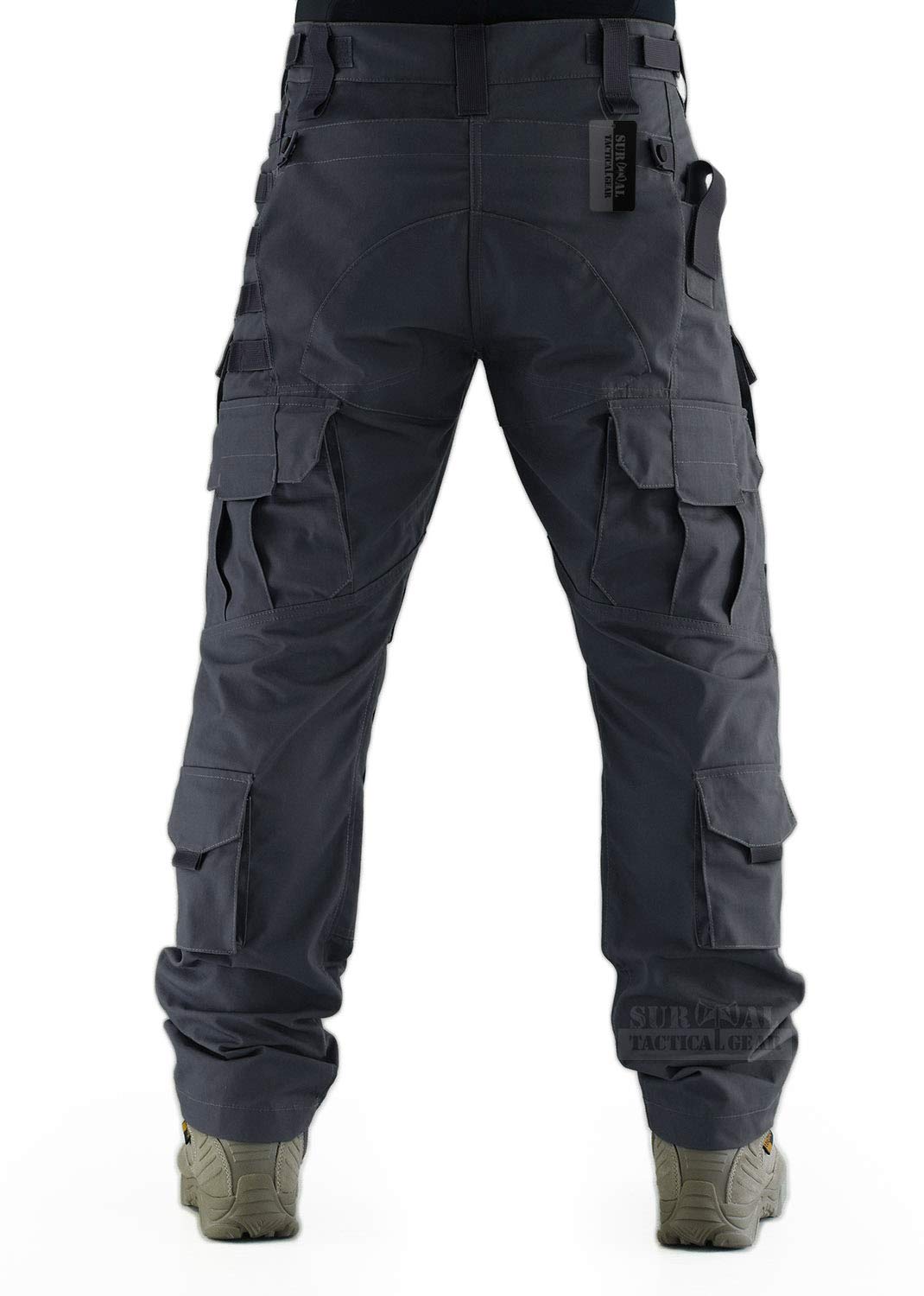 ZAPT Tactical Pants Molle Ripstop Combat Trousers Hunting Army Camo Multi-camo Black Pants for Men (Dark Grey, L)