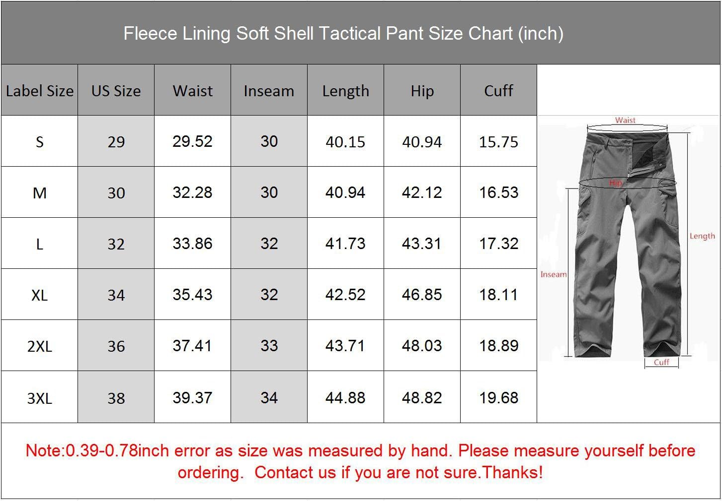 MAGCOMSEN Ski Pants Men Warm Tactical Camping Hiking Fleece Lined Waterproof Pants Gray