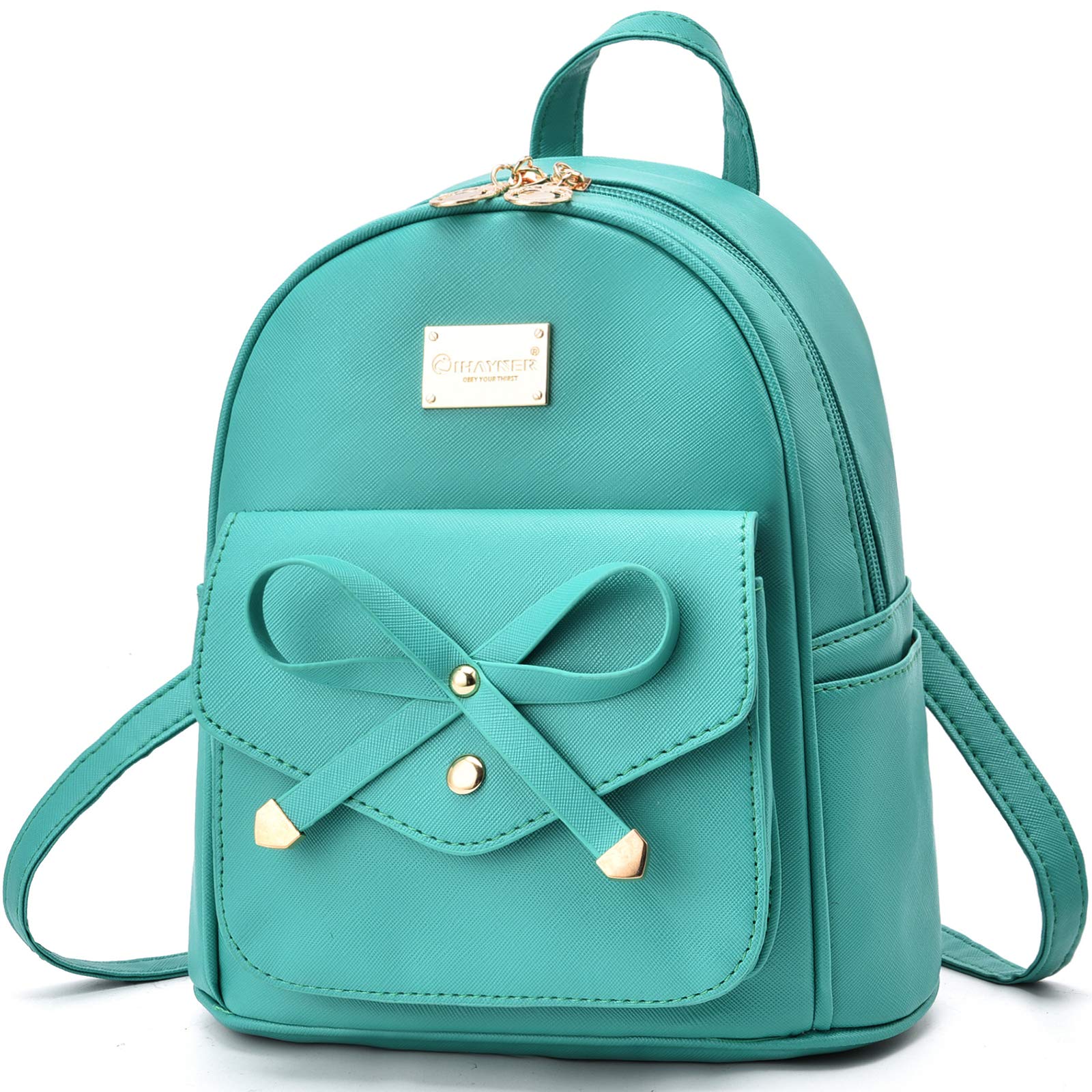 I IHAYNER Girls Bowknot Cute Leather Backpack Mini Backpack Purse for Women Turquoise
