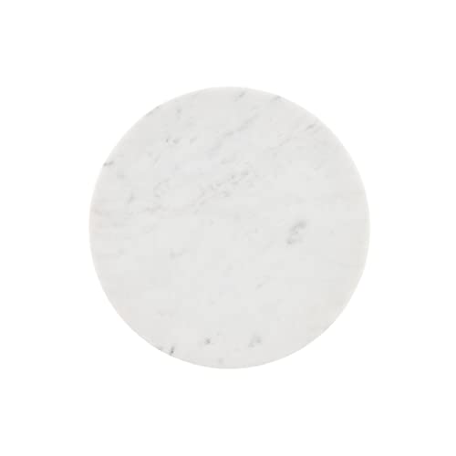 Powell White Marble Top Drink Industrial Style Black Metal Adjustable Height Base Muriel Side Table