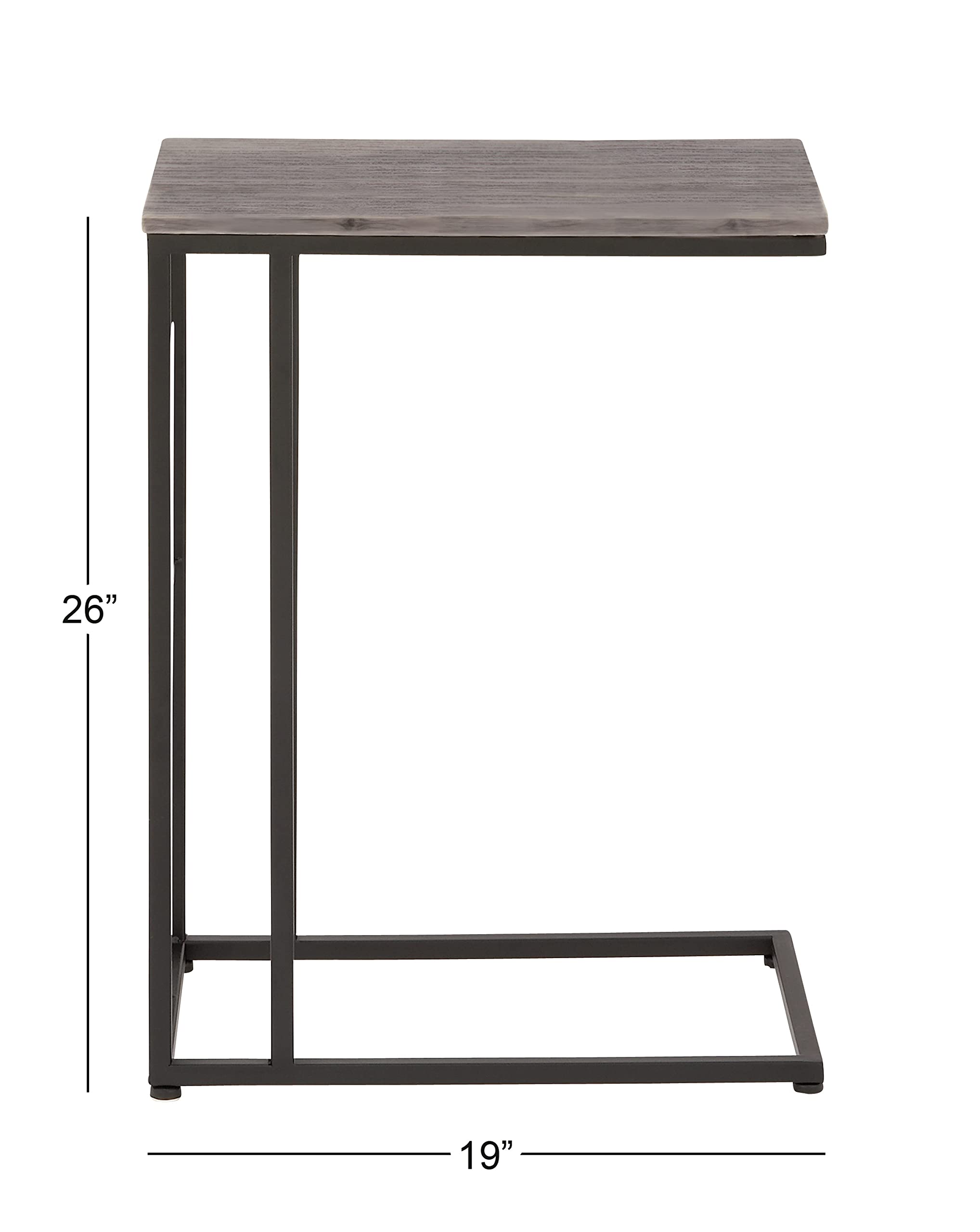 Deco 79 Wood Rectangle Accent Table with Black Metal Base, 19" x 10" x 26", Dark Brown