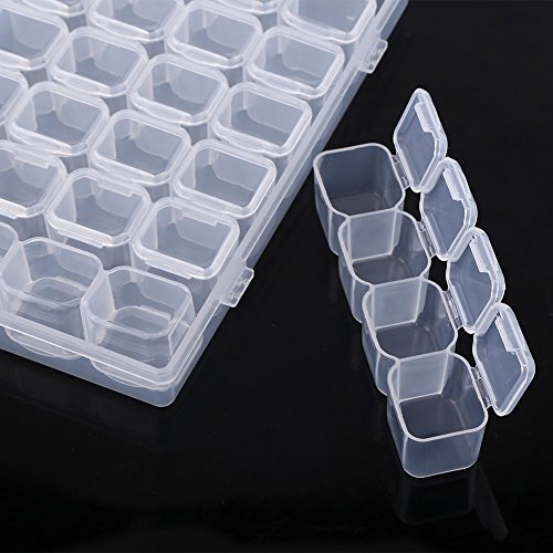 Alvinlite 28 Grids Plastic Organizer Box with Adjustable Dividers, Clear Storage Container for Beads Earring Jewelry Craft Tackles Tools