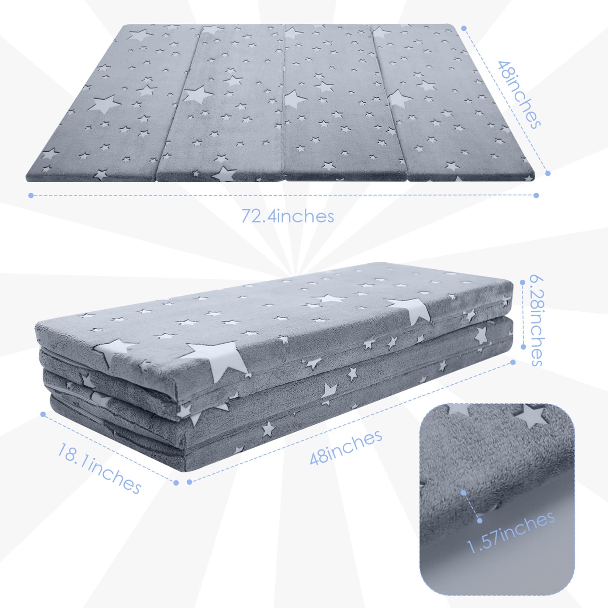 MeMoreCool Kids Floor Futon Mattress Large 6x4 FT, Thicken Foam Tatami Sleeping Pad for Playroom, Foldable Crawling Mat for Children’s Play Area