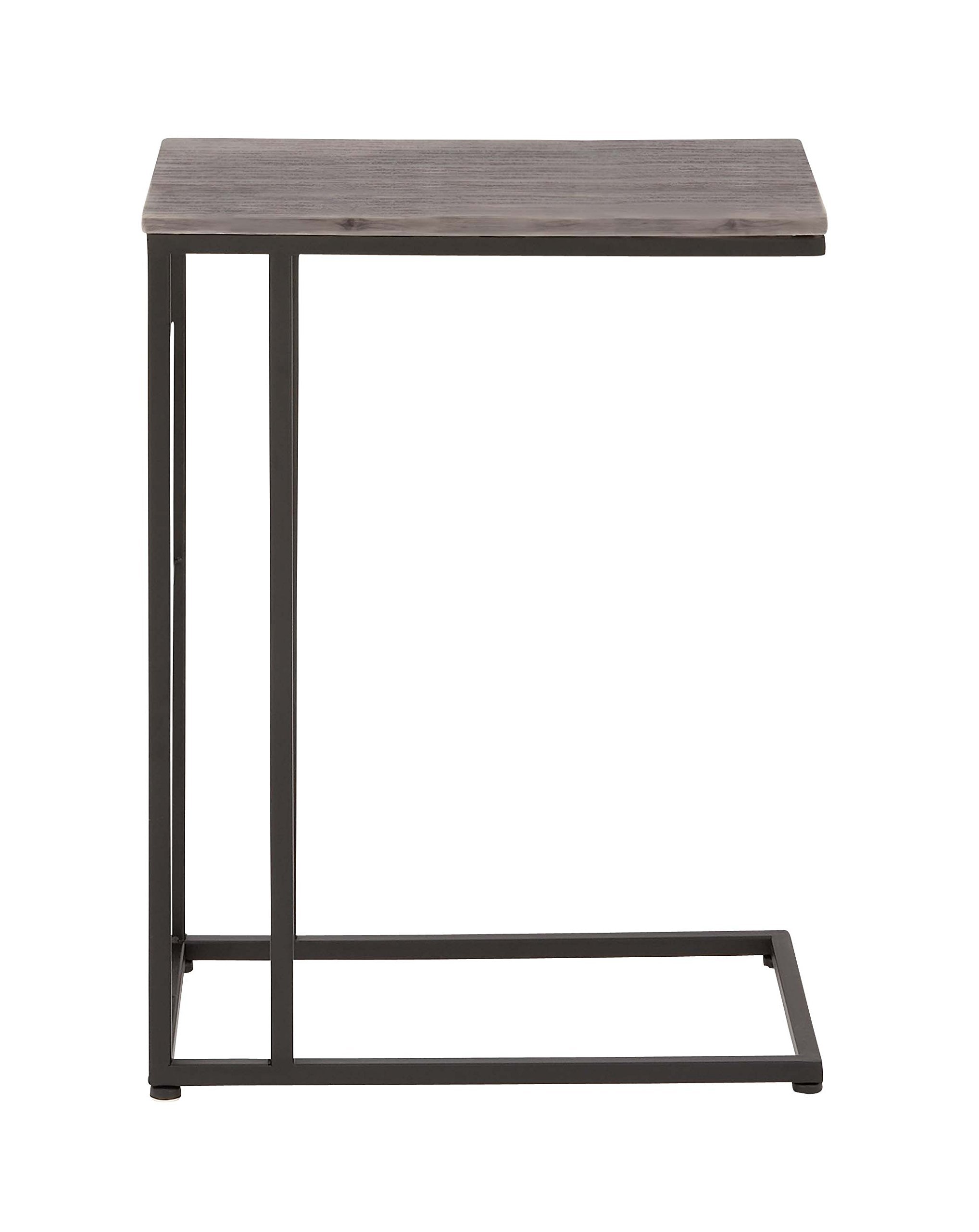 Deco 79 Wood Rectangle Accent Table with Black Metal Base, 19" x 10" x 26", Dark Brown