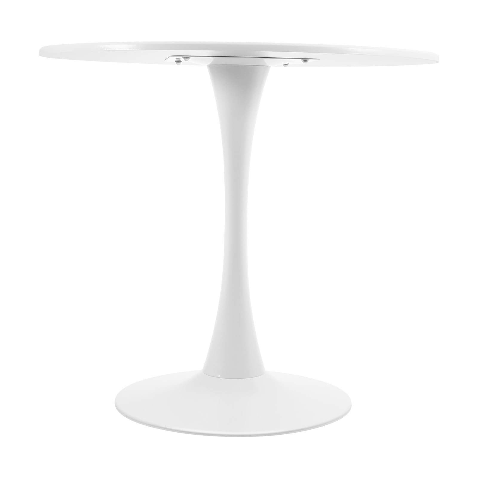 Round Dining Table, Tulip Kitchen Dining Table, Modern Small Desk Density Board Casual Table Coffee Table, Load-Bearing Capacity 165.35lbs, Suitable for Restaurant, Café, Dining Room, Balcony (White)