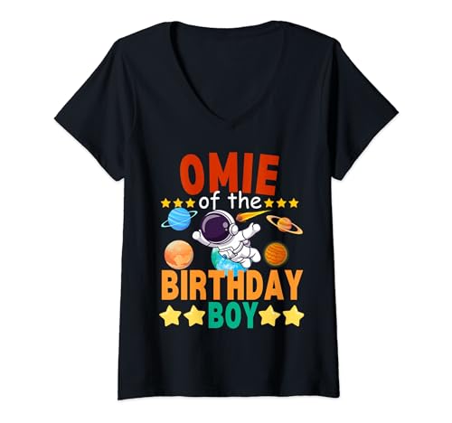 OMIE of the Birthday Boy Astronaut Solar System Matching V-Neck T-Shirt