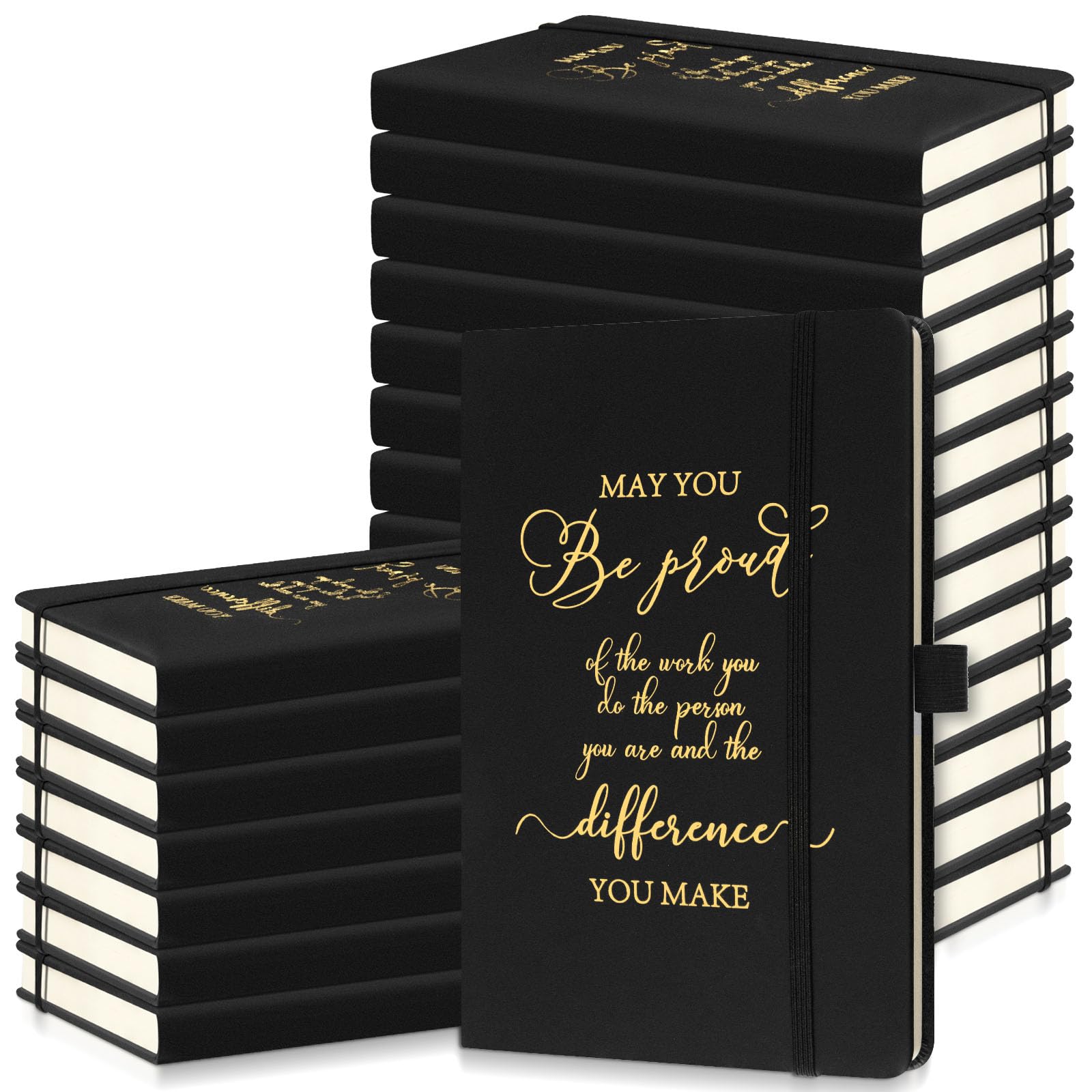 Tisancy 20 Pieces Employee Appreciation Gifts Thank You Leather Journal Notebook Team Gifts for Coworker Staff Inspirational Notebooks for Housekeeping Week(Black Stylish,A5 Size)
