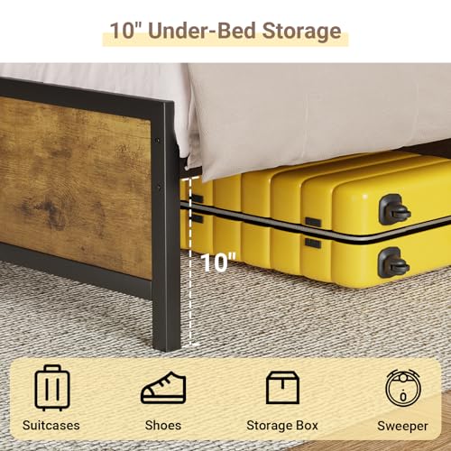 Zevemomo Queen Size Bed Frame with Storage Headboard, Metal Platform Bed Frame with RGB LED Lights & USB Ports, Heavy Duty Metal Slats Support No Box Spring Needed