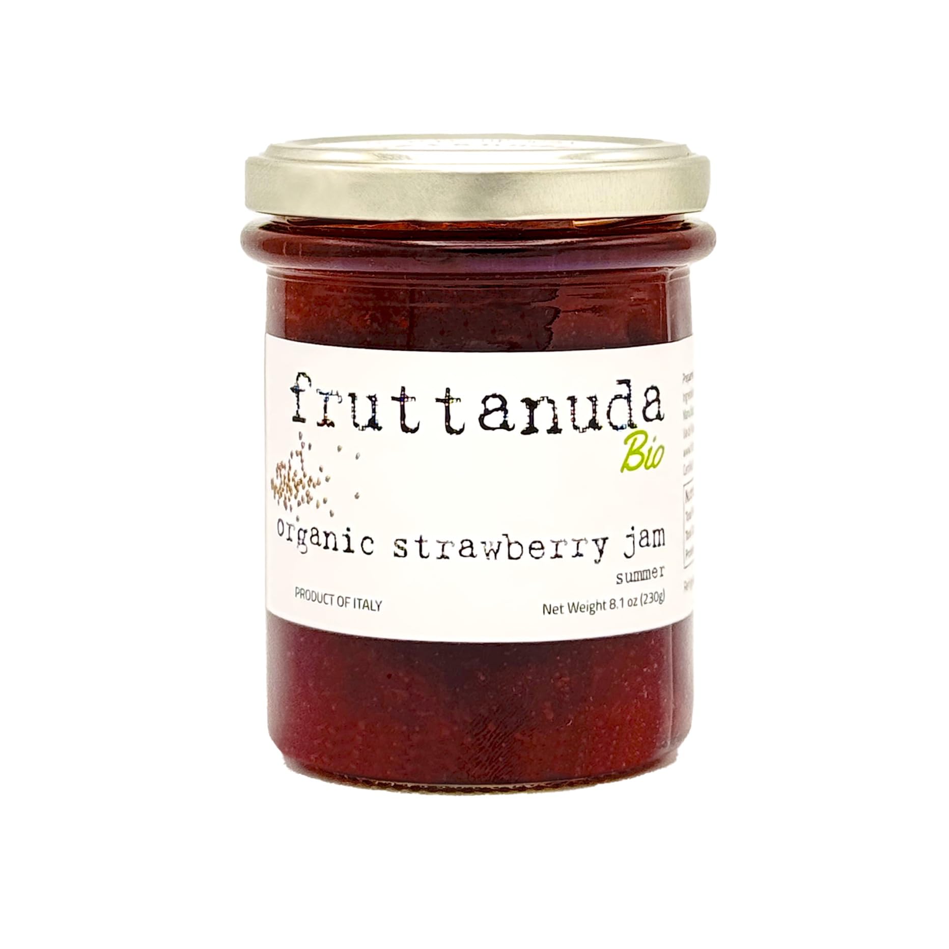 WellEatable Strawberry Jam Preserves, Organic Spread, 100% Italian Fresh Fruit, Only Two Ingredients, More Fruit +90%, Less Sugar, No Chemicals - Strawberry, 8.1 oz (Pack of 1)