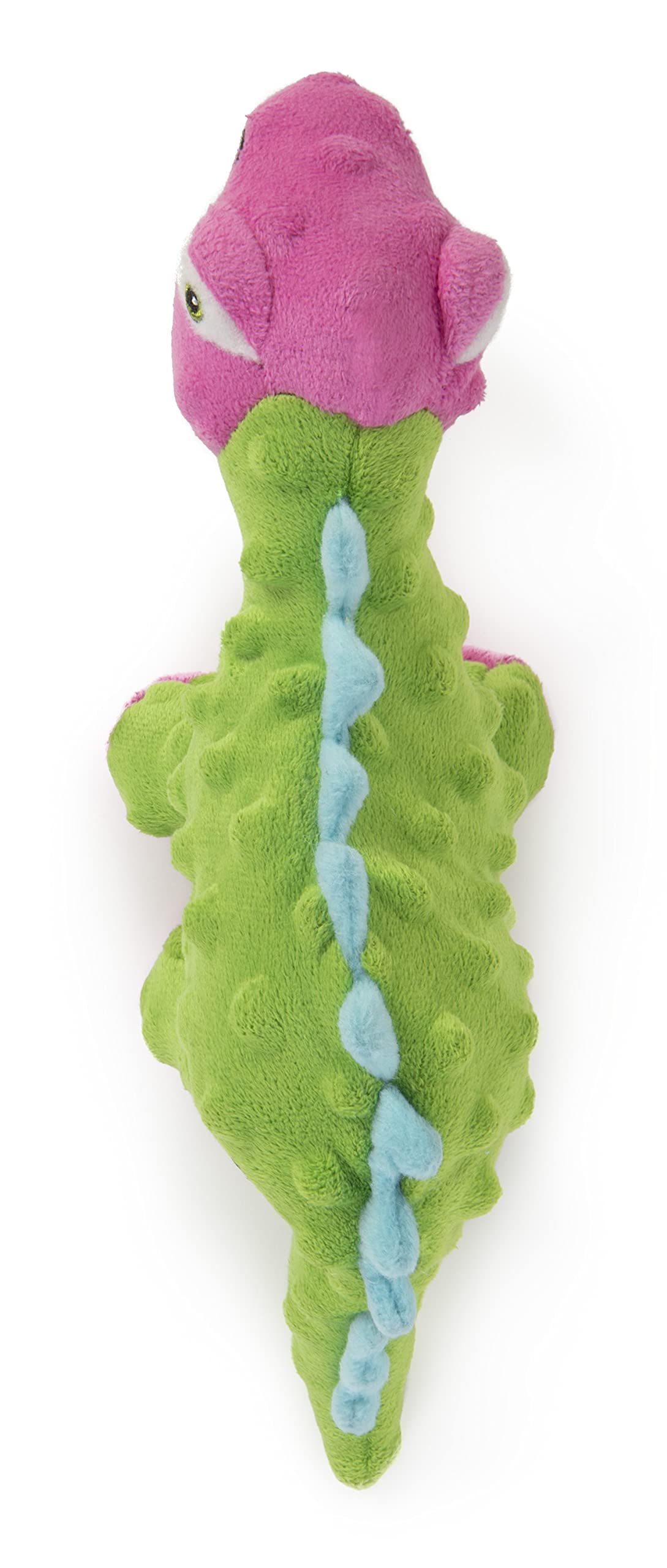 goDog Dinos Spike Squeaky Plush Dog Toy, Chew Guard Technology - Green, Small