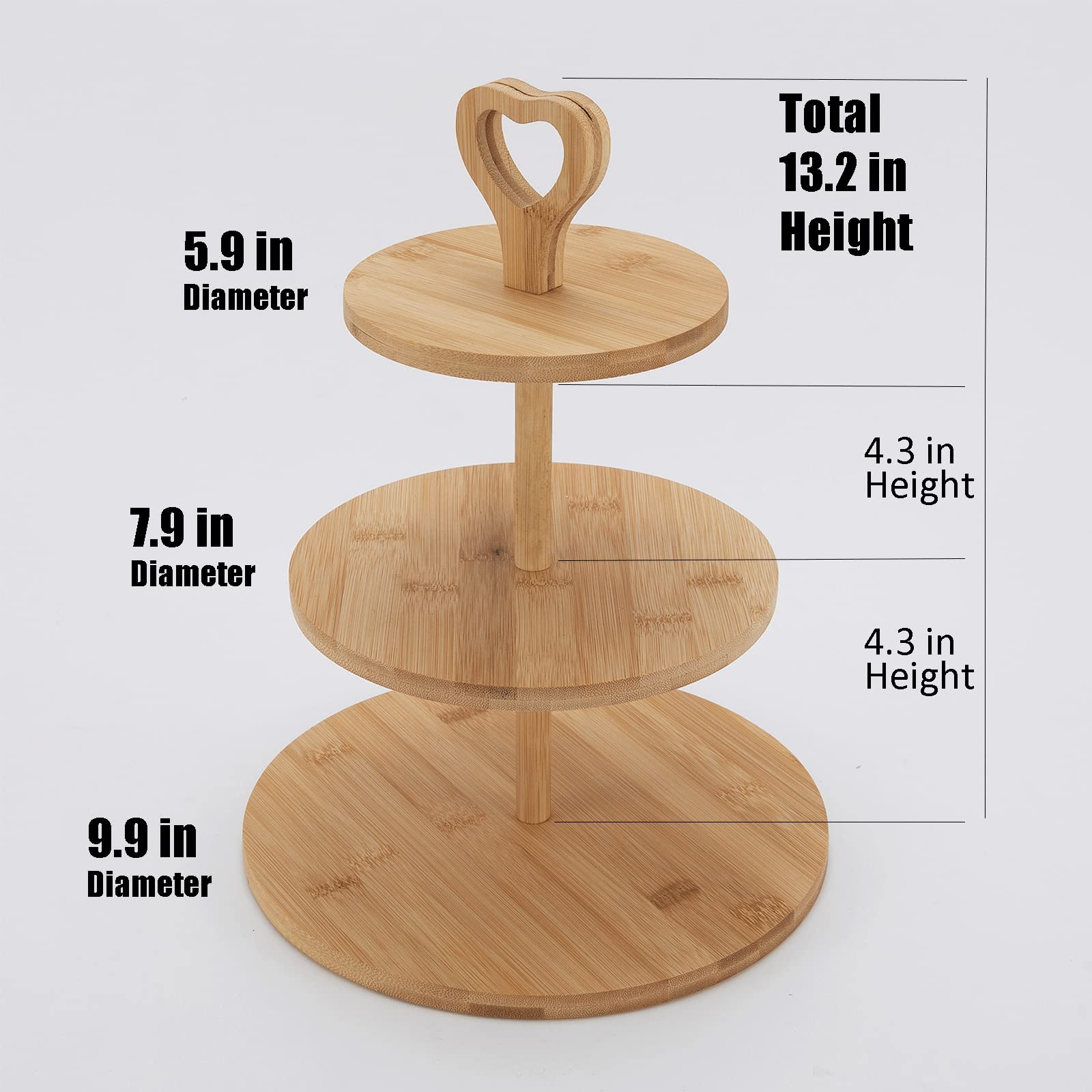 Fall Tiered Tray Stand, Cupcake Stand 3 Tier Serving Platters and Trays, Desert Display w/Cute Heart Topper, for Catering Supplies, Seasonal Fall Decor, Housewarming, Birthday, Wedding, Party