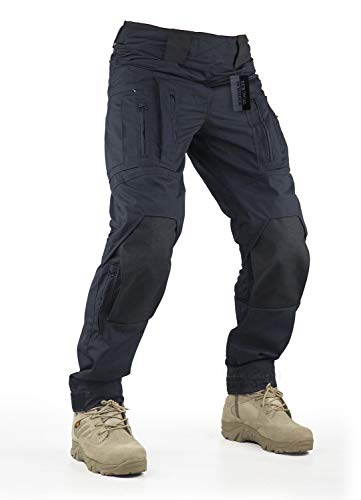 Survival Tactical Gear Pants with Knee Pads Hunting Paintball Airsoft BDU Military Camo Combat Trousers for Men (Black, L)