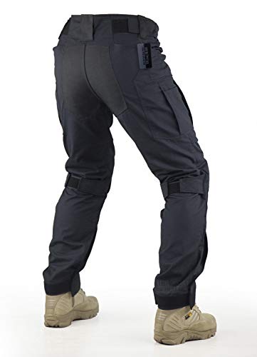 Survival Tactical Gear Pants with Knee Pads Hunting Paintball Airsoft BDU Military Camo Combat Trousers for Men (Black, L)