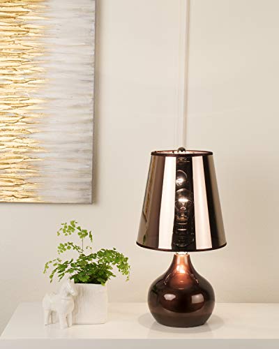 OK Lighting OK-818CP Luster Metallic Cappuccino 3-Way Table Touch Lamp, 9.25" x 9.25" x 18", Brown, Espresso