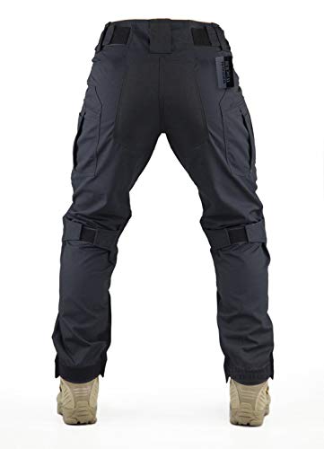 Survival Tactical Gear Pants with Knee Pads Hunting Paintball Airsoft BDU Military Camo Combat Trousers for Men (Black, L)
