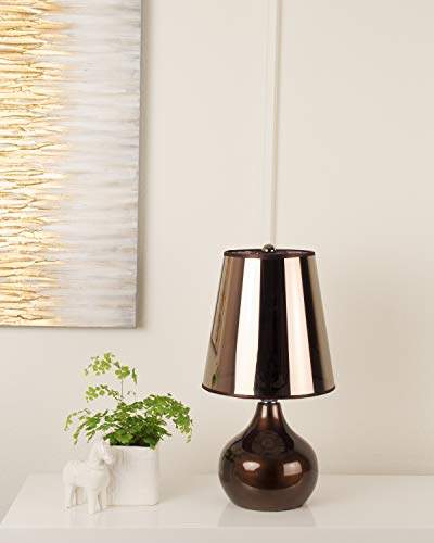 OK Lighting OK-818CP Luster Metallic Cappuccino 3-Way Table Touch Lamp, 9.25" x 9.25" x 18", Brown, Espresso
