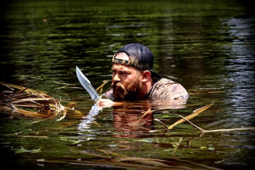 Kratos ZF9 Bowie Knife | Handmade | 13.25" Hardened High Carbon 440 Stainless Steel | 30-degree double bevel Edge | Wood Handle | Leather Sheath | Outdoor Hunting, Bushcraft, Boning, & Camping