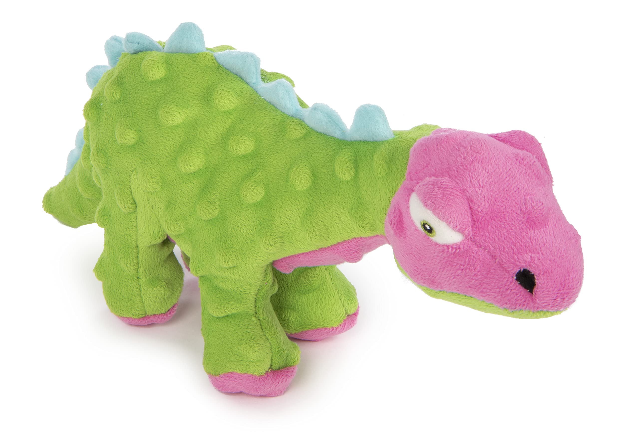 goDog Dinos Spike Squeaky Plush Dog Toy, Chew Guard Technology - Green, Small