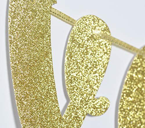 Love is Sweet Banner Gold Glitter for Bridal Shower Engagement Wedding Bachelorette Party Decor Sweets Table Sign Photo Booth Props