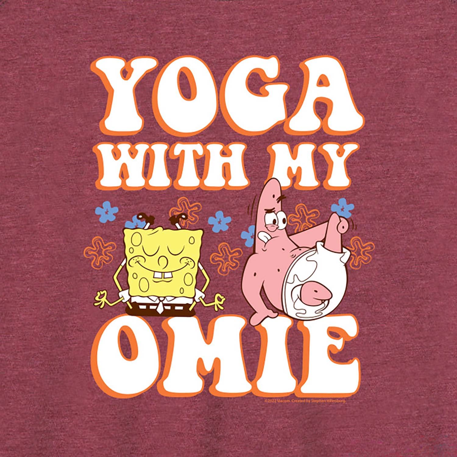 HYBRID APPAREL - Spongebob Squarepants - Yoga with My Omie - Women's Racerback Tank Top - Size Medium Heather Wine