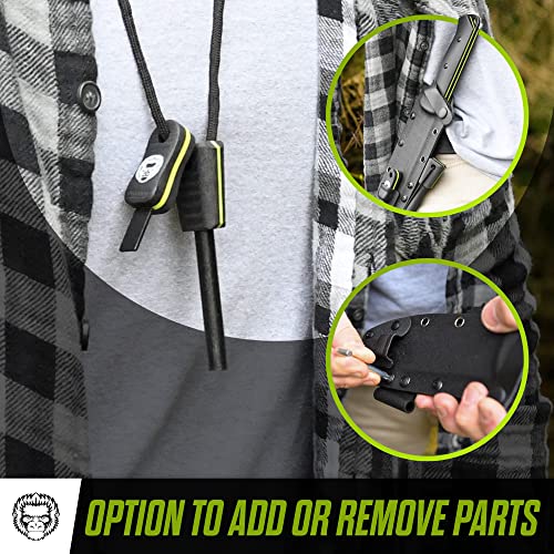 Survival Camping Knife | Fixed Blade Hunting Knife W Sheath | Gift Set For Him Knife with Fire Starter, G10 Scraper & Paracord | Bushcraft Outdoor Knife |Full Tang Tactical Survival Knife Kit (Black and Green G10 Liner)