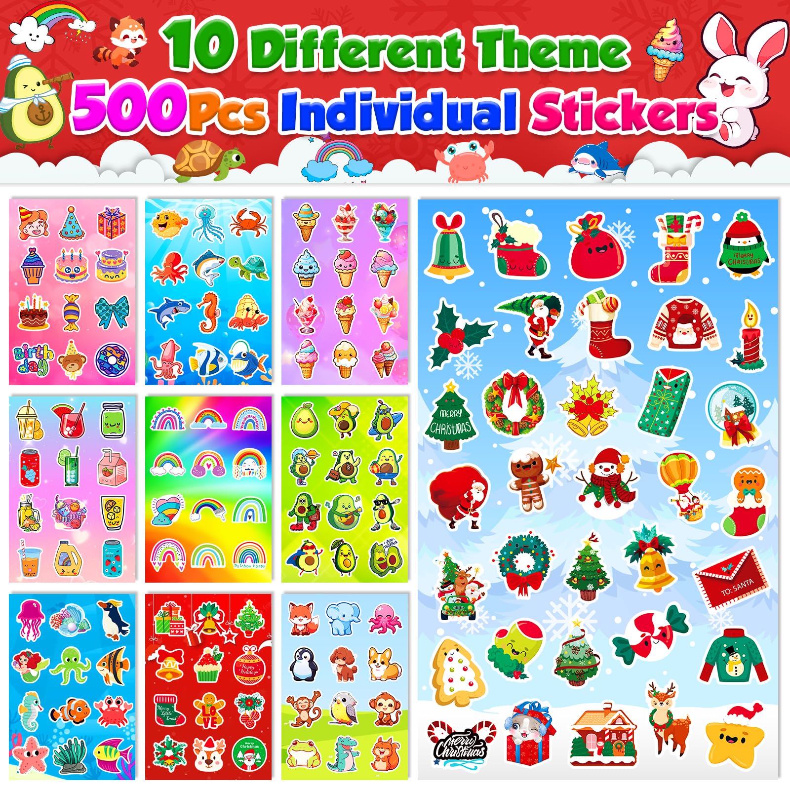 500 Pcs Cute Stickers for Kids, Water Bottle Stickers, Waterproof Vinyl Aesthetic Sticker for Laptop Scrapbook Skateboard Computer Mixed Colorful Sticker Packs for Kids Teens Adults Girls