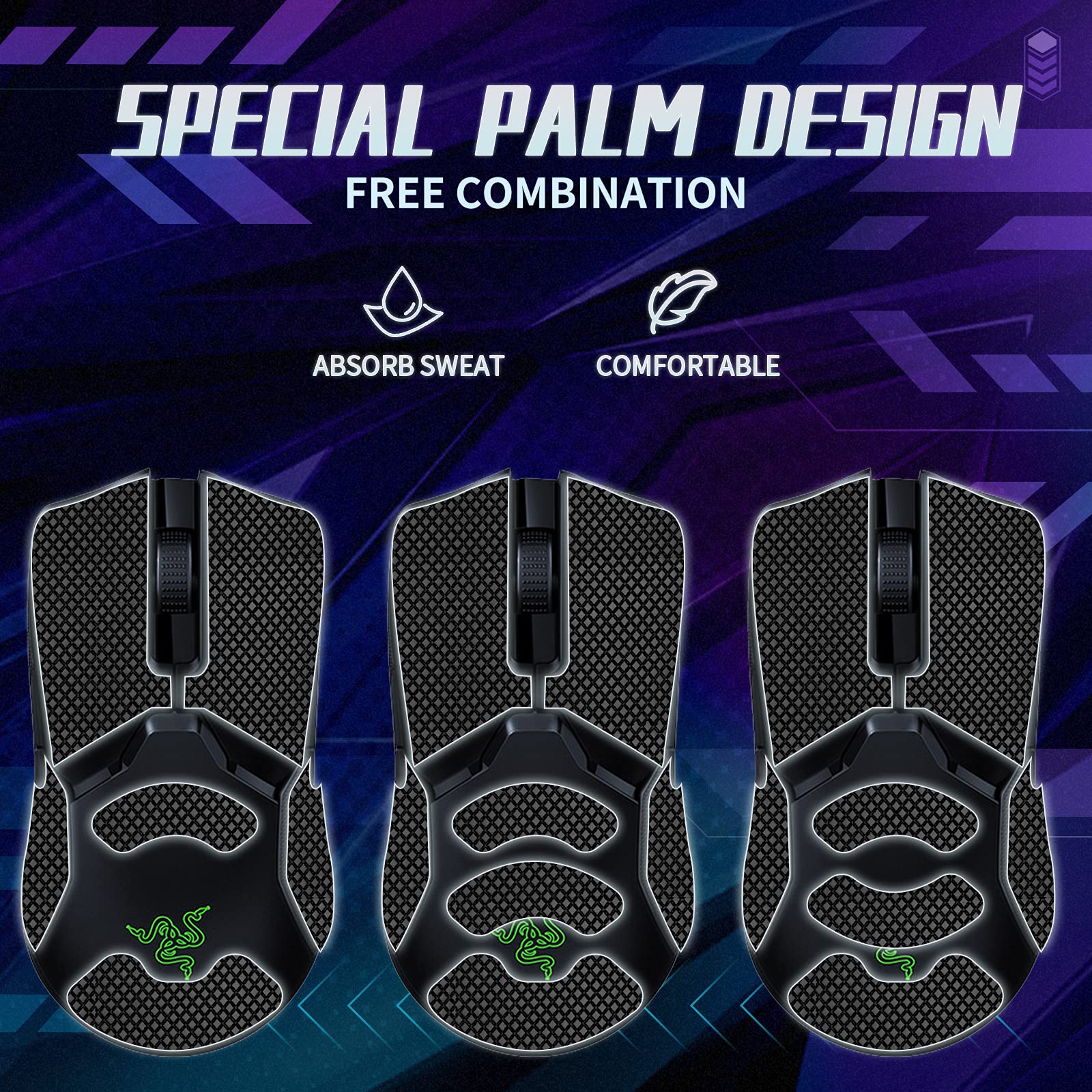 TALONGAMES Mouse Anti Slip Grip Tape Compatible with Razer Viper/Viper Ultimate Gaming Mouse, Palm Sweat Absorption, Thin 0.5mm,Cut to Fit, Easy to Apply, Mouse Skin