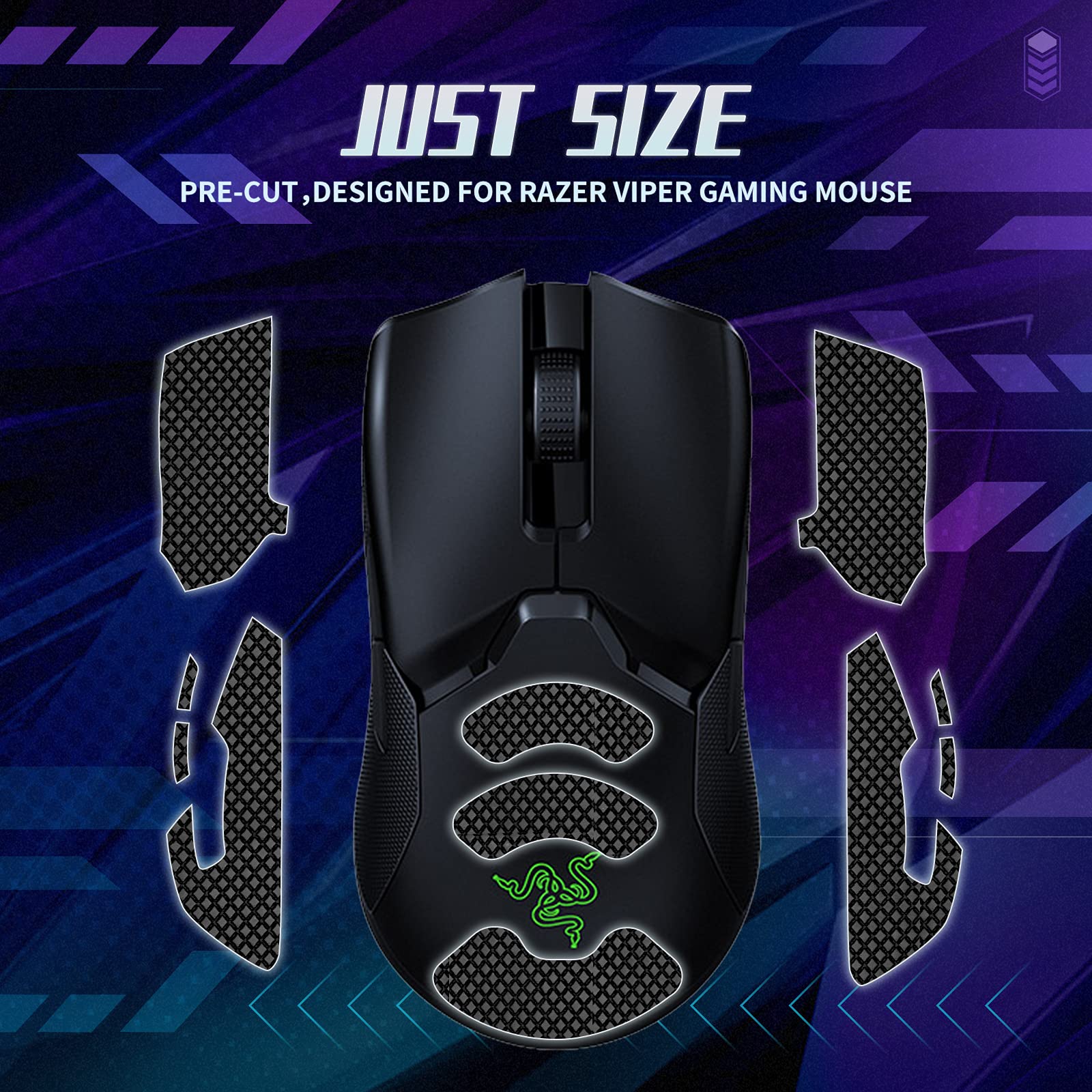 TALONGAMES Mouse Anti Slip Grip Tape Compatible with Razer Viper/Viper Ultimate Gaming Mouse, Palm Sweat Absorption, Thin 0.5mm,Cut to Fit, Easy to Apply, Mouse Skin